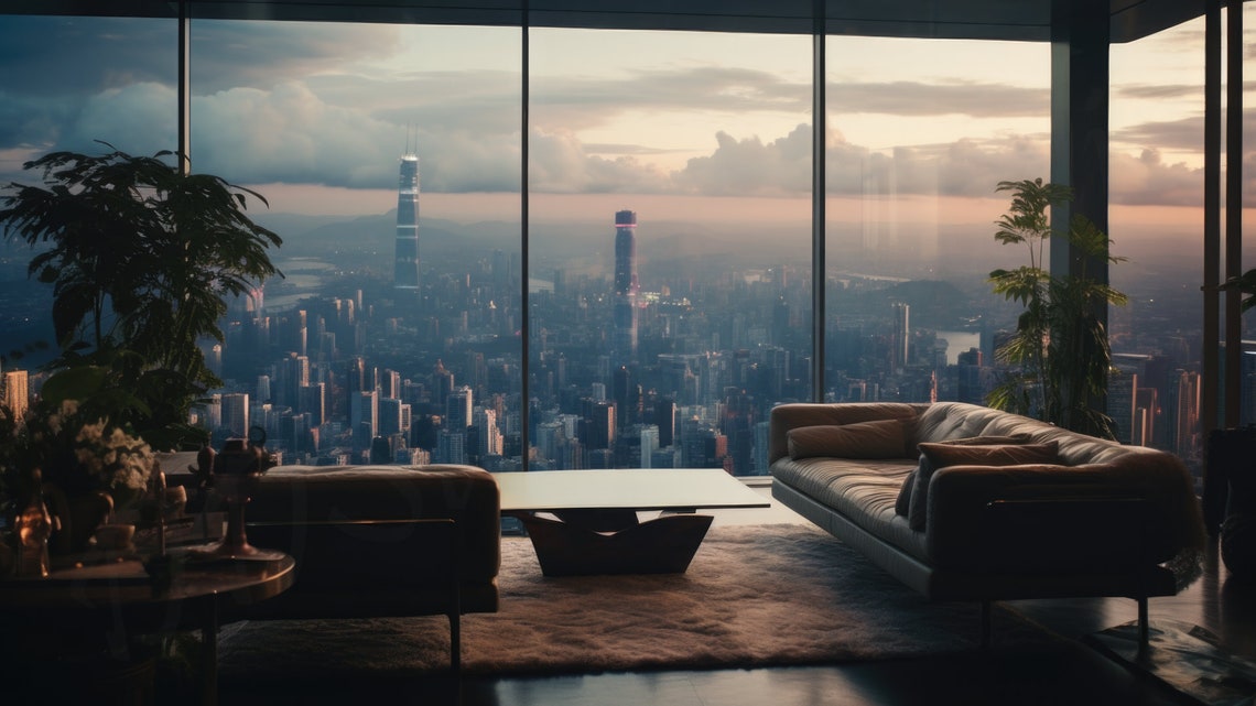 High Rise City Window Backdrop for Virtual Meetings & Office ...