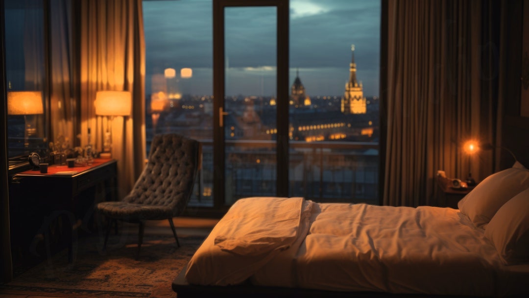 European City Hotel Room Backdrop for Virtual Meetings & Office ...