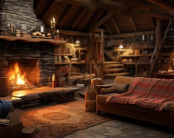 Log Cabin Backdrop for Virtual Meetings and Office Environments || Zoom ...