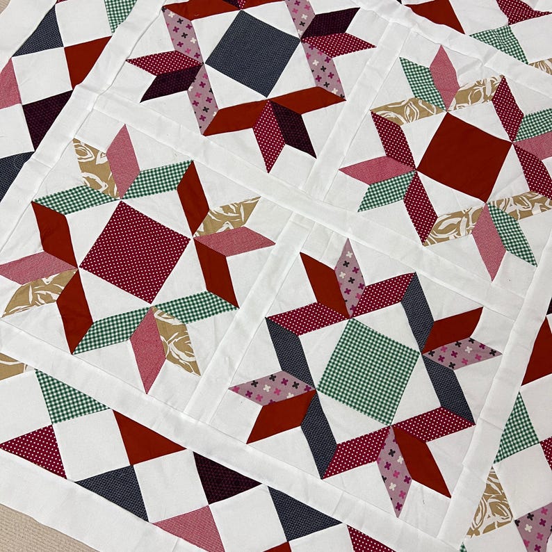Handmade Holiday Cosmic Jewels Baby Quilt Top 47x47" Pieced~ Baby/bed ...