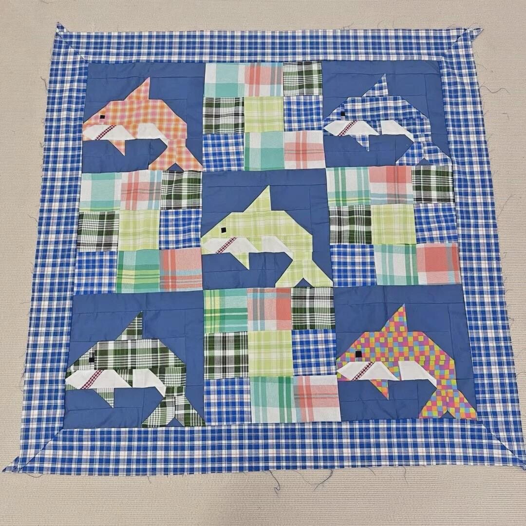 Handmade Original Baby Sharks Quilt Top 47x47" Pieced~ Baby/bed/wall ...