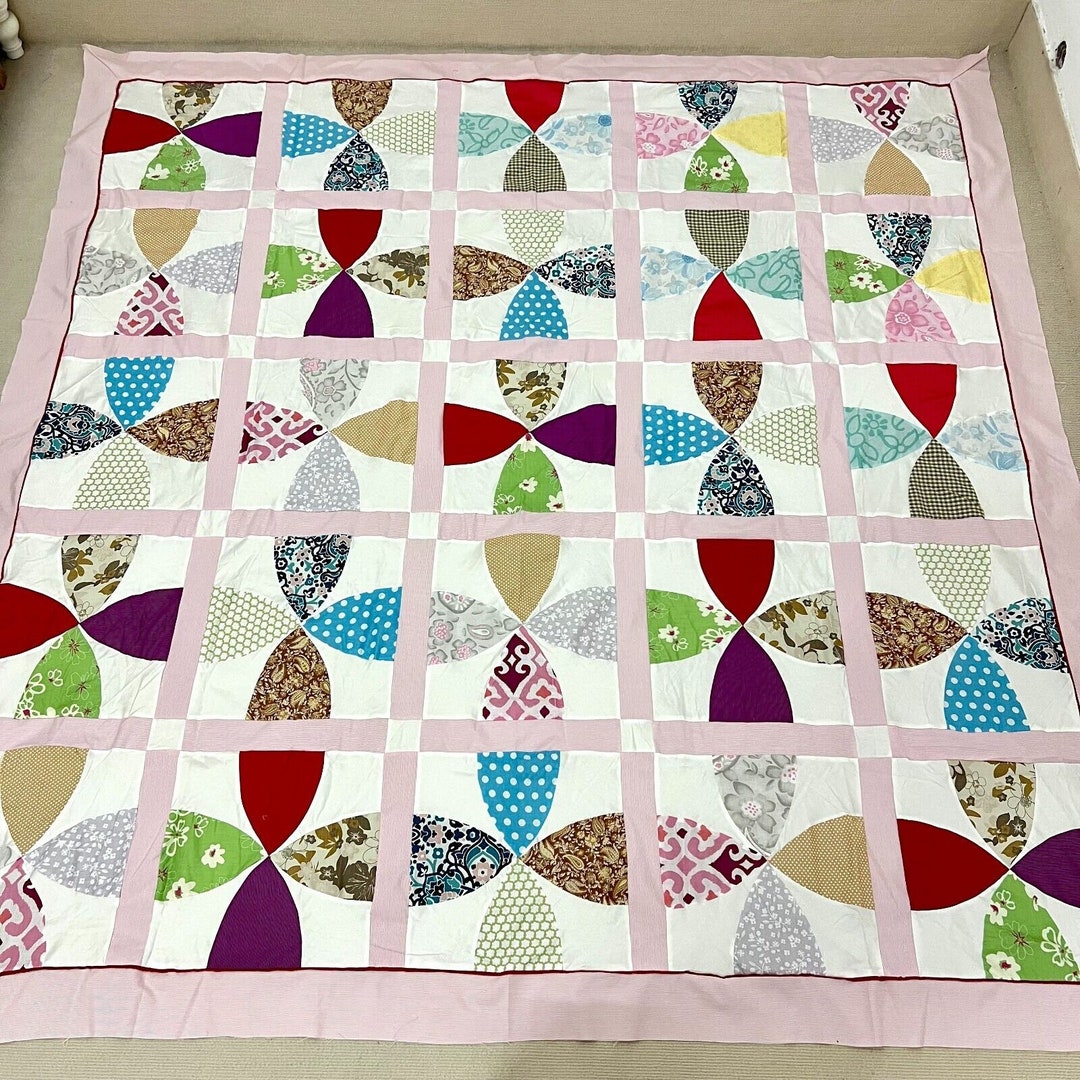 Handmade Cathedral Window Patchwork Quilt Top/topper 86x86 - Etsy