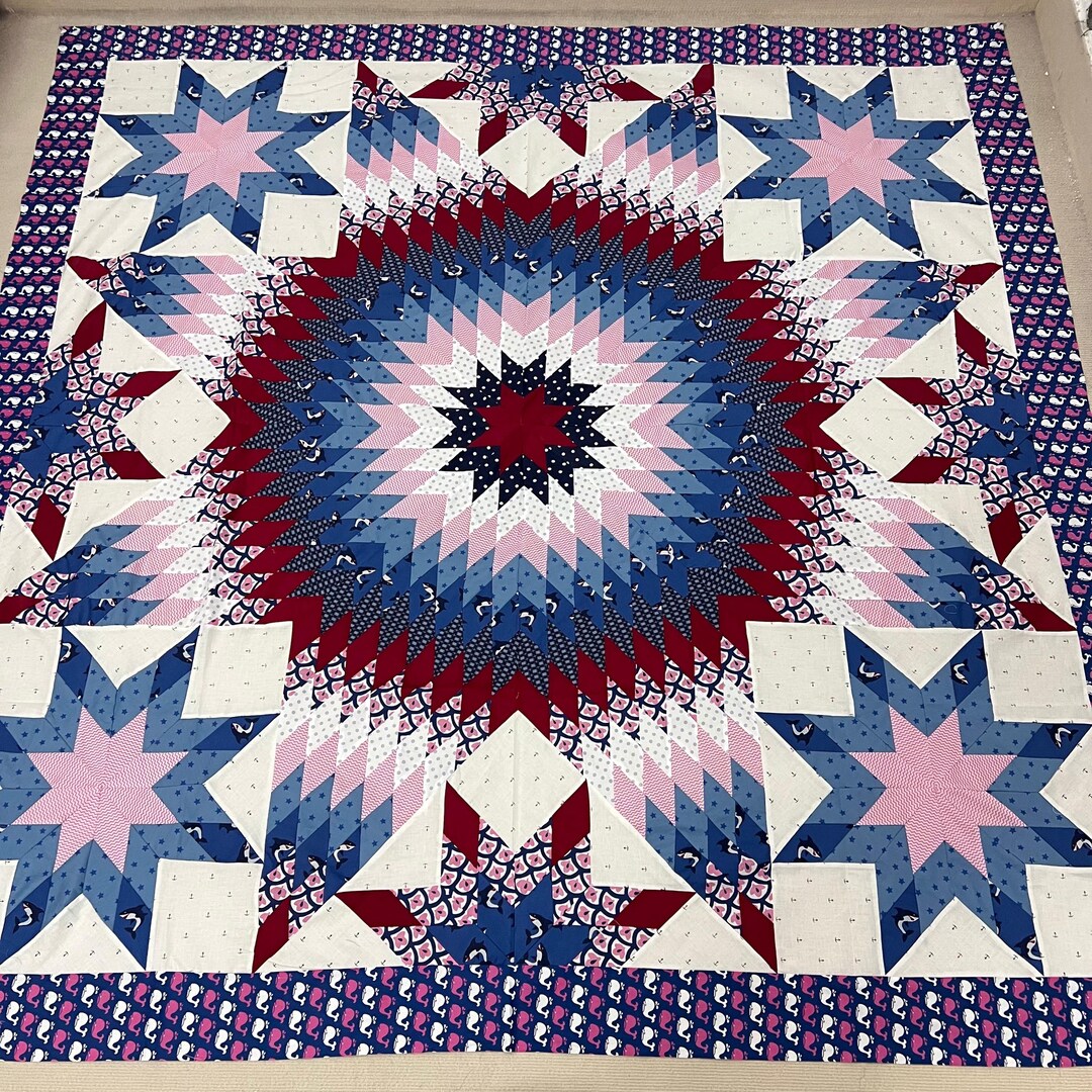 Texas Lone Star Handmade Machine Pieced Queen Patchwork Quilt Top ...