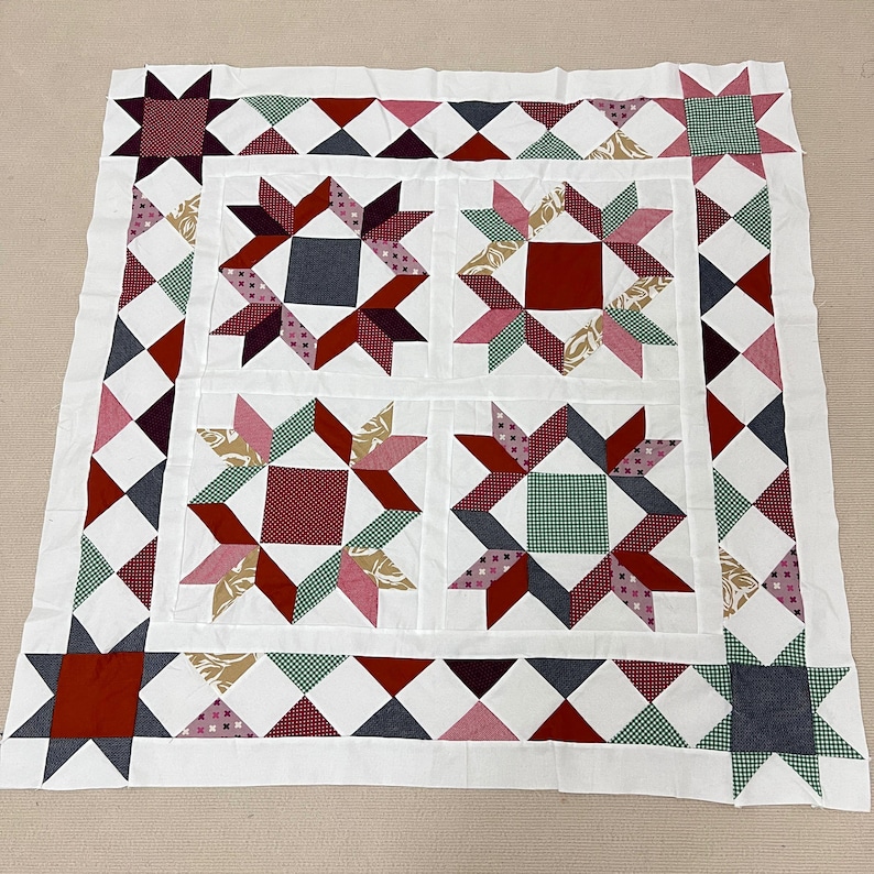 Handmade Holiday Cosmic Jewels Baby Quilt Top 47x47" Pieced~ Baby/bed ...