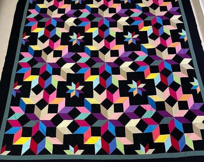 Cosmic Jewels Fabric Queen Size Patchwork Quilt Top/topper 86*86" - Etsy