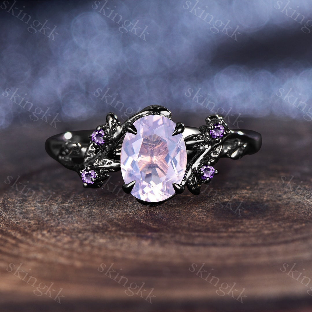 Black Gold Lavender Amethyst Ring - February Birthstone - Etsy