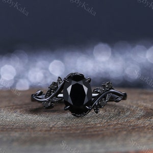 Black Onyx Ring Set Black Onyx and Black Tungsten Couple Rings His and ...