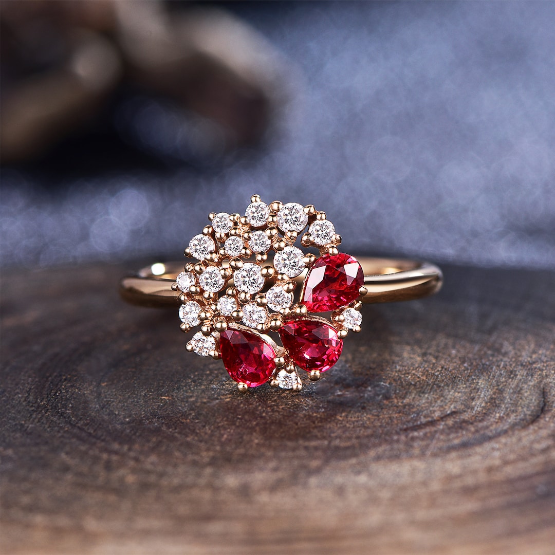 Radiant Ruby Ring in Gold, Raw Ruby Ring in Gold, Natural Ruby Ring ...