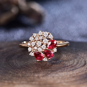 Radiant Ruby Ring in Gold, Raw Ruby Ring in Gold, Natural Ruby Ring ...