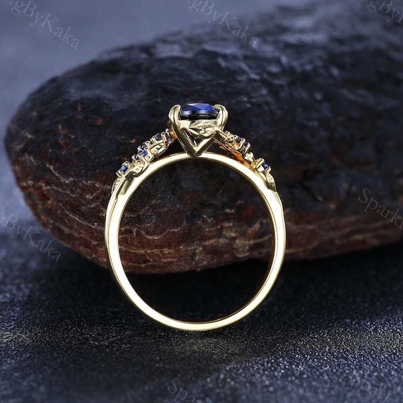 Ruby Engagement Ring Set, Yellow Gold Leaf Wedding Bands - Etsy UK