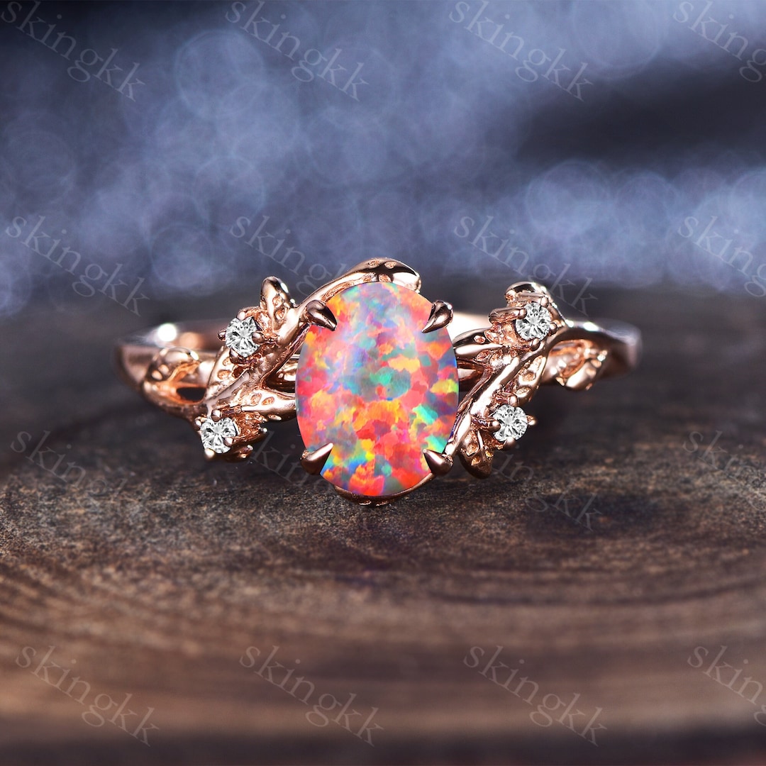 Rose Gold Natural Black Opal Ring Black Gold Black Opal Fire Opal Ring ...