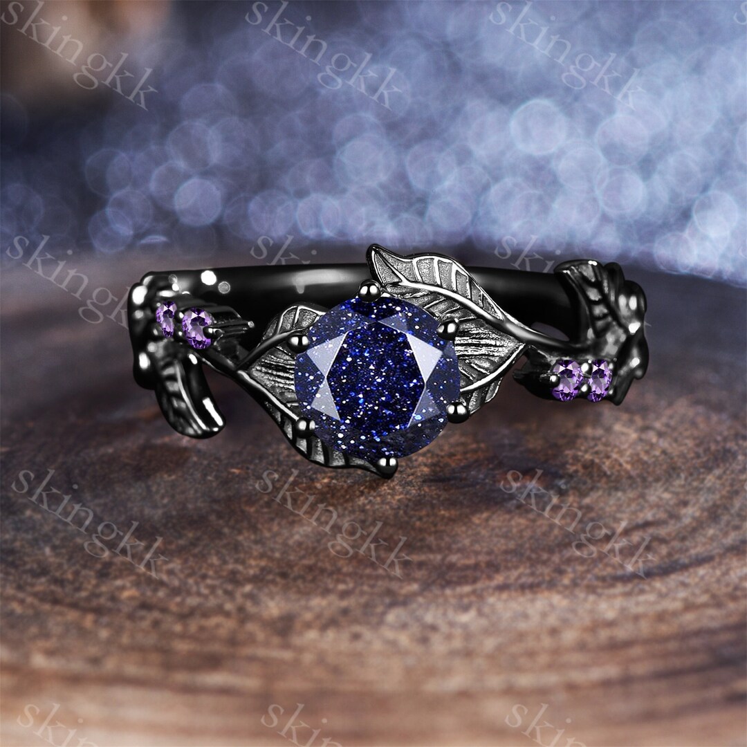 Orion Nebula Ring, Blue Sandstone Gemstone, Sterling Silver Promise ...