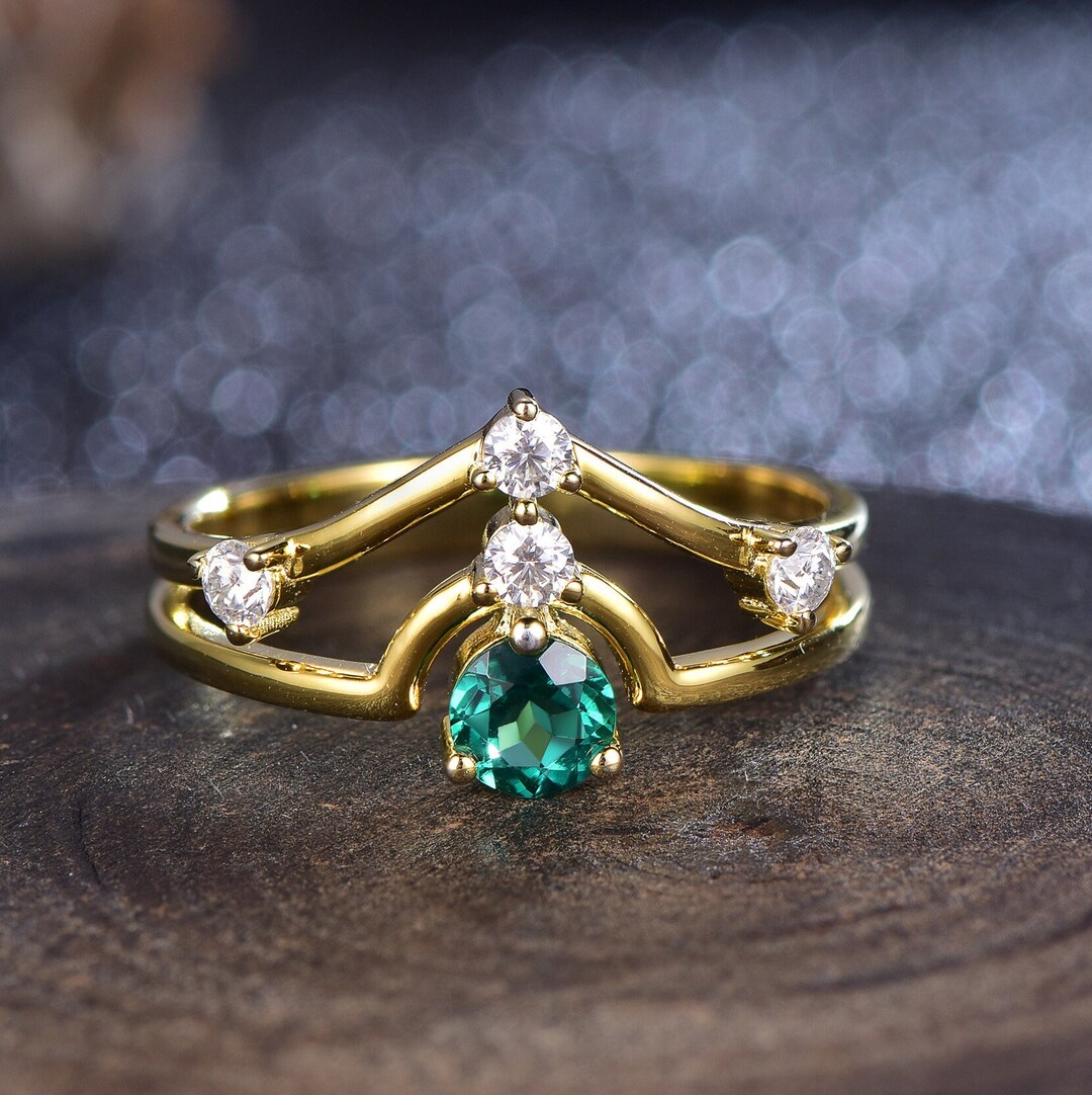 5mm Round Emerald Ring, Original Natural Emerald Ring, Women's Emerald ...