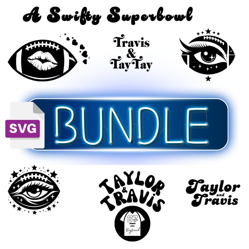Taylor and Travis SVG Football Bundle PDF EPS Digital Stickers Sheet ...