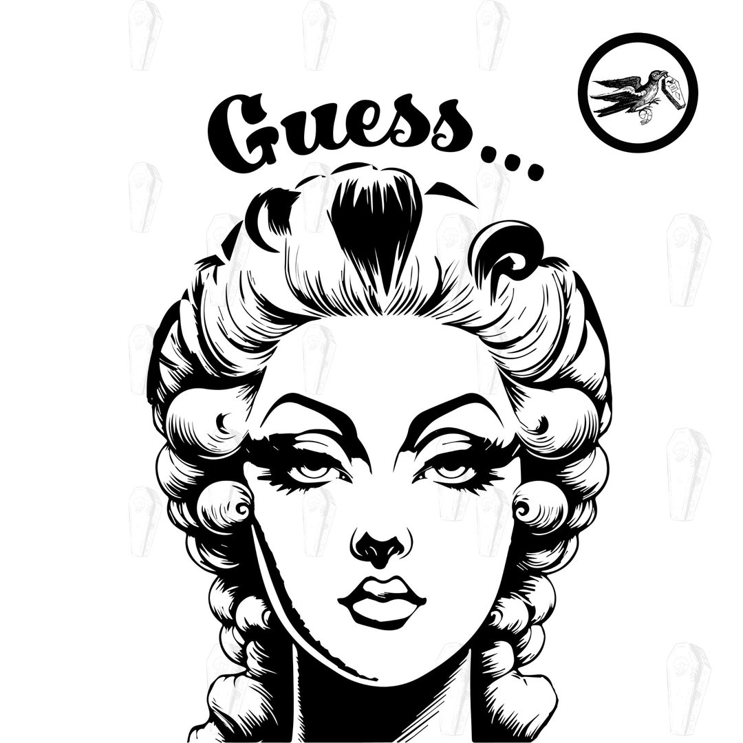 Guess PNG SVG Digital Sticker Black and White Art Download - Etsy