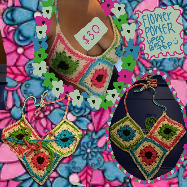 Flower Power Open Back Crochet Top - Etsy