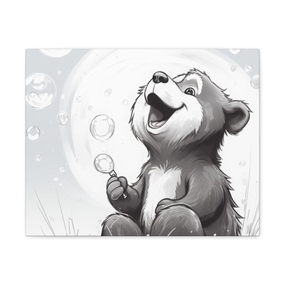 Teddy Bear Bubbles Wall Art, Cute Nursery Wall Art, Kids Room Decor, New Baby Gift, Baby Shower ...