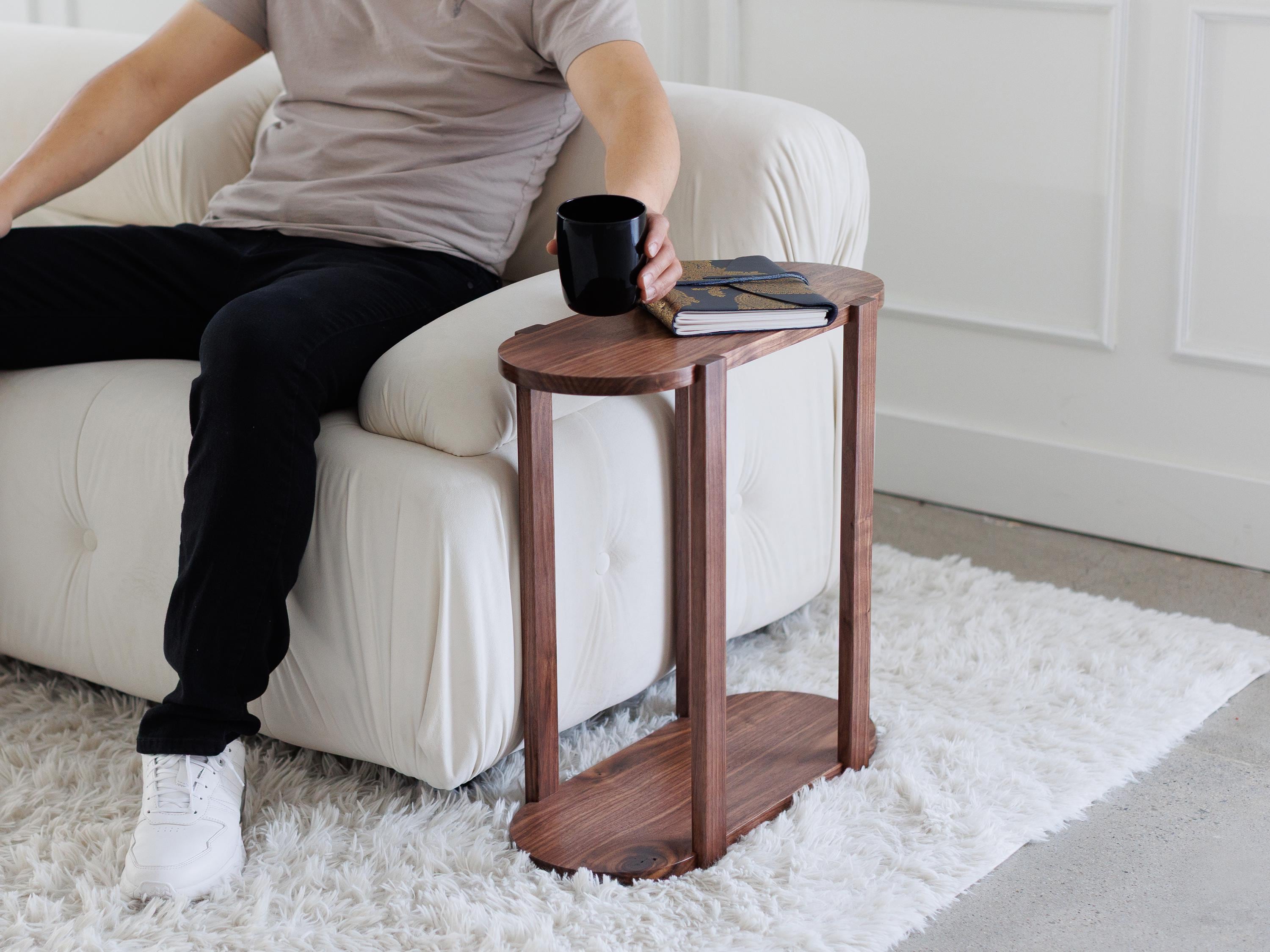 Narrow Wood End Table Small Space Side Table Compact Accent Table for ...