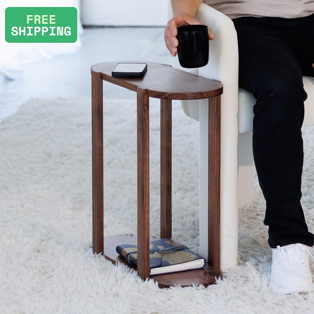 Narrow Wood End Table Small Space Side Table Compact Accent Table for ...