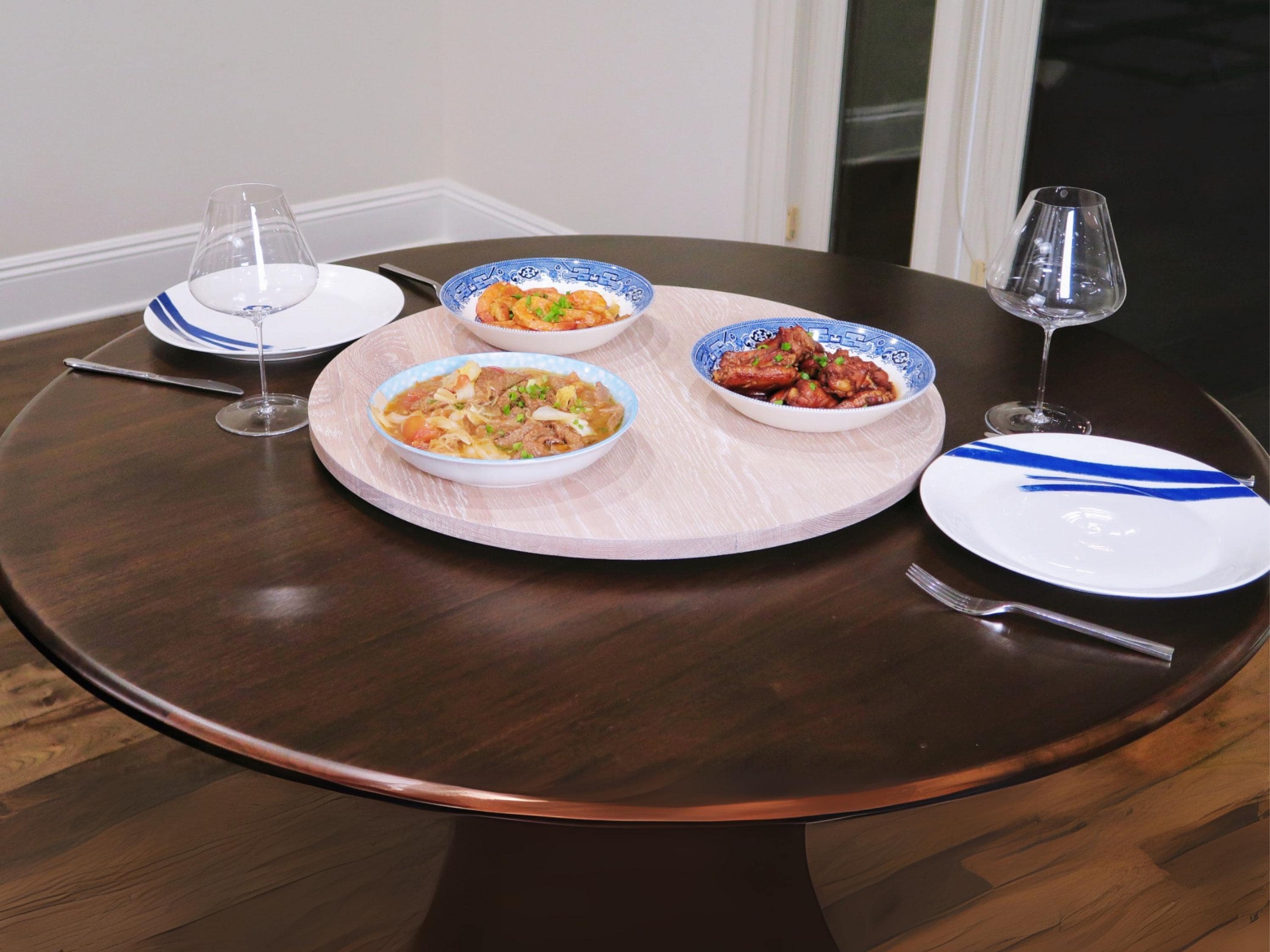 Rustic Lazy Susan Kitchen Turntable Dining Table Food Server Maple Wood ...