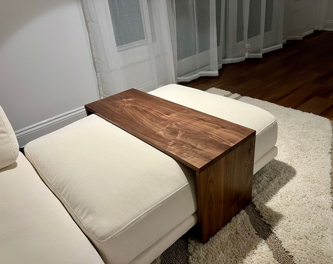 Ottoman Coffee Table on Wheels, Walnut Custom Ottoman Tray, Solid Wood ...