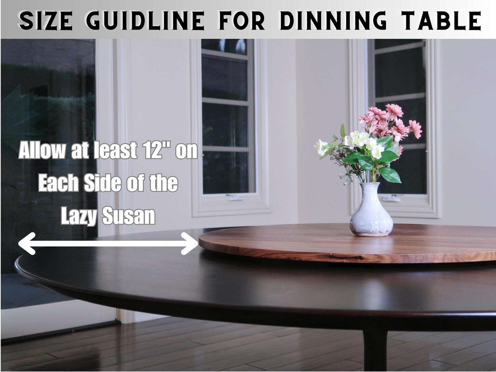 Rustic Lazy Susan Kitchen Turntable Dining Table Food Server Maple Wood ...