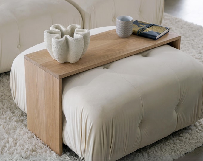 Ottoman Coffee Table on Wheels, Walnut Custom Ottoman Tray, Solid Wood ...