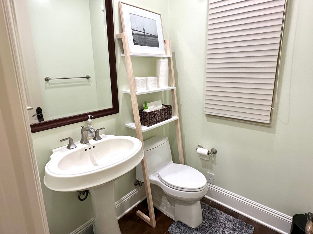Over the Toilet Ladder Shelf Storage Shelf Over Toilet Shelf Bathroom ...