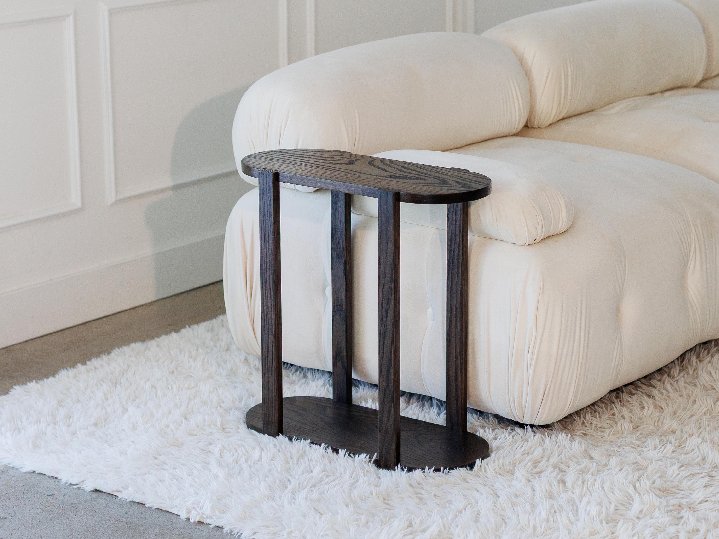 Narrow Wood End Table Small Space Side Table Compact Accent Table for ...