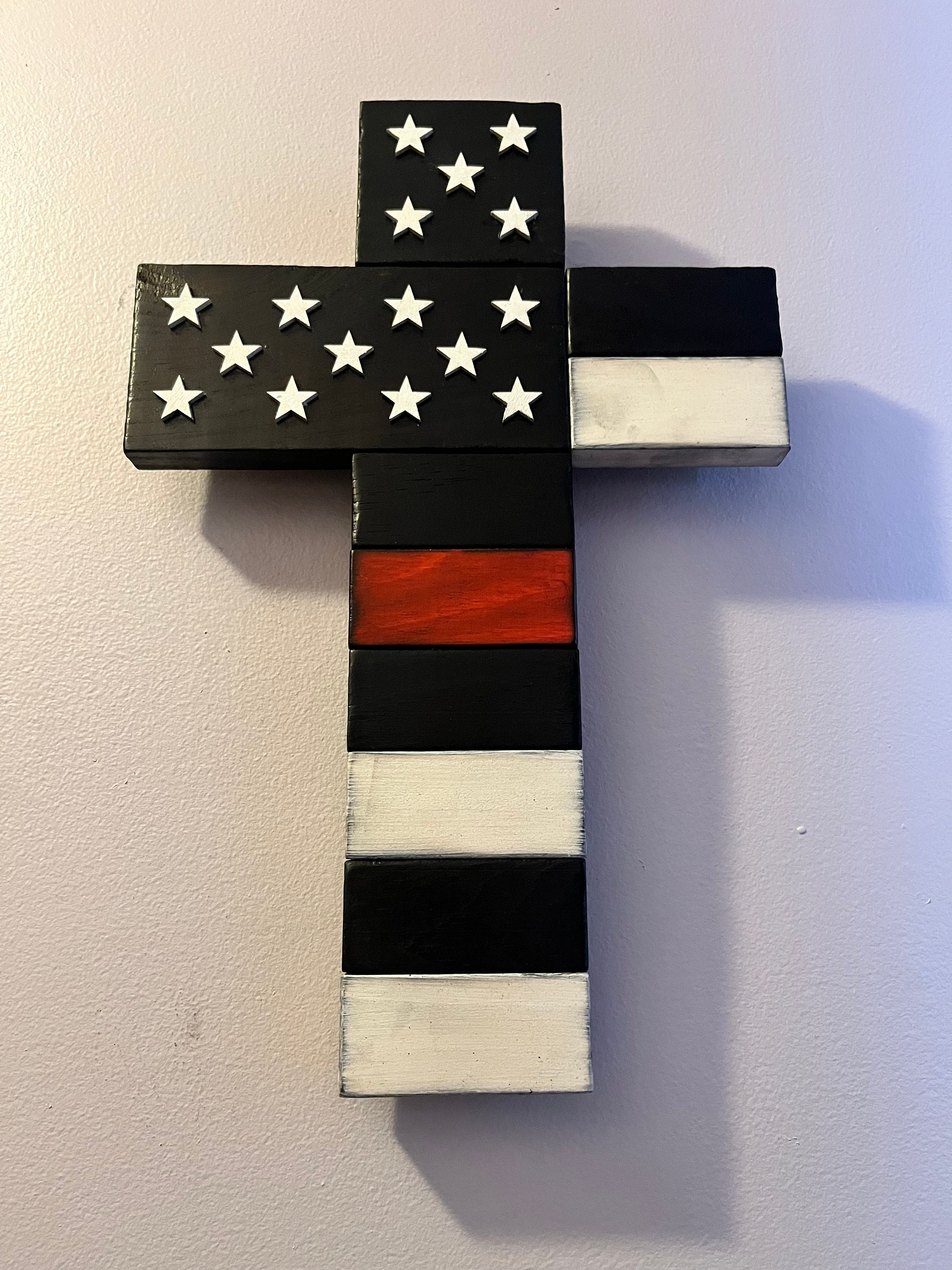 First Responder American Themed Cross (raised Stars) - Etsy