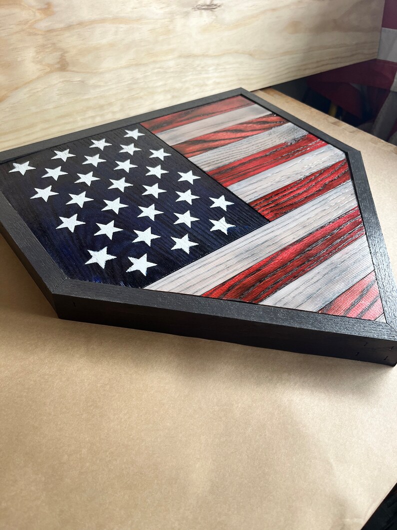 USA Flag Framed Home Plate - Etsy