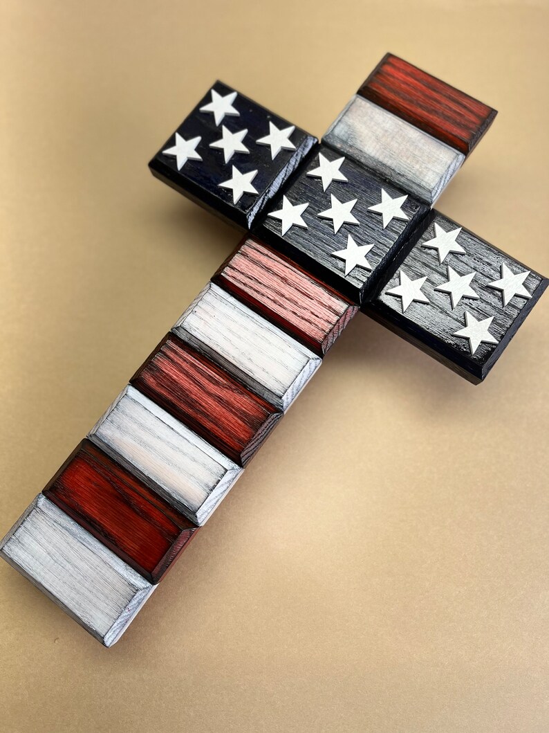 American Flag Styled Cross horizontal Union - Etsy