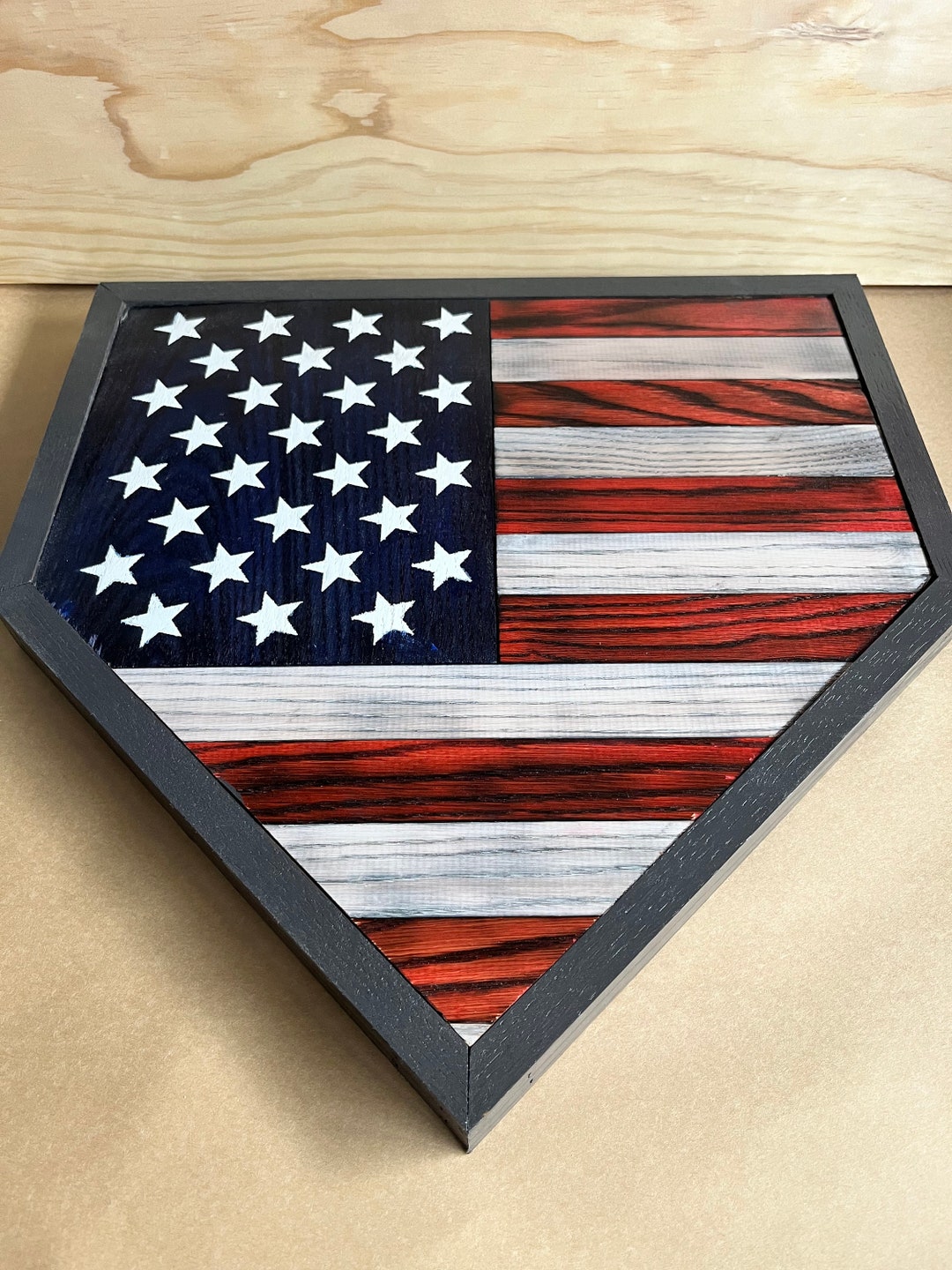 USA Flag Framed Home Plate - Etsy