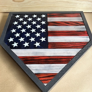 USA Flag Framed Home Plate - Etsy