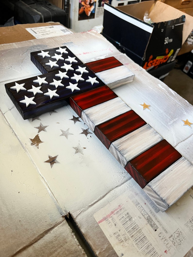 American Flag Styled Cross - Etsy