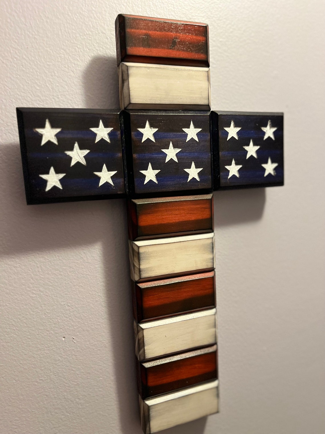 American Flag Styled Cross (horizontal Union) - Etsy