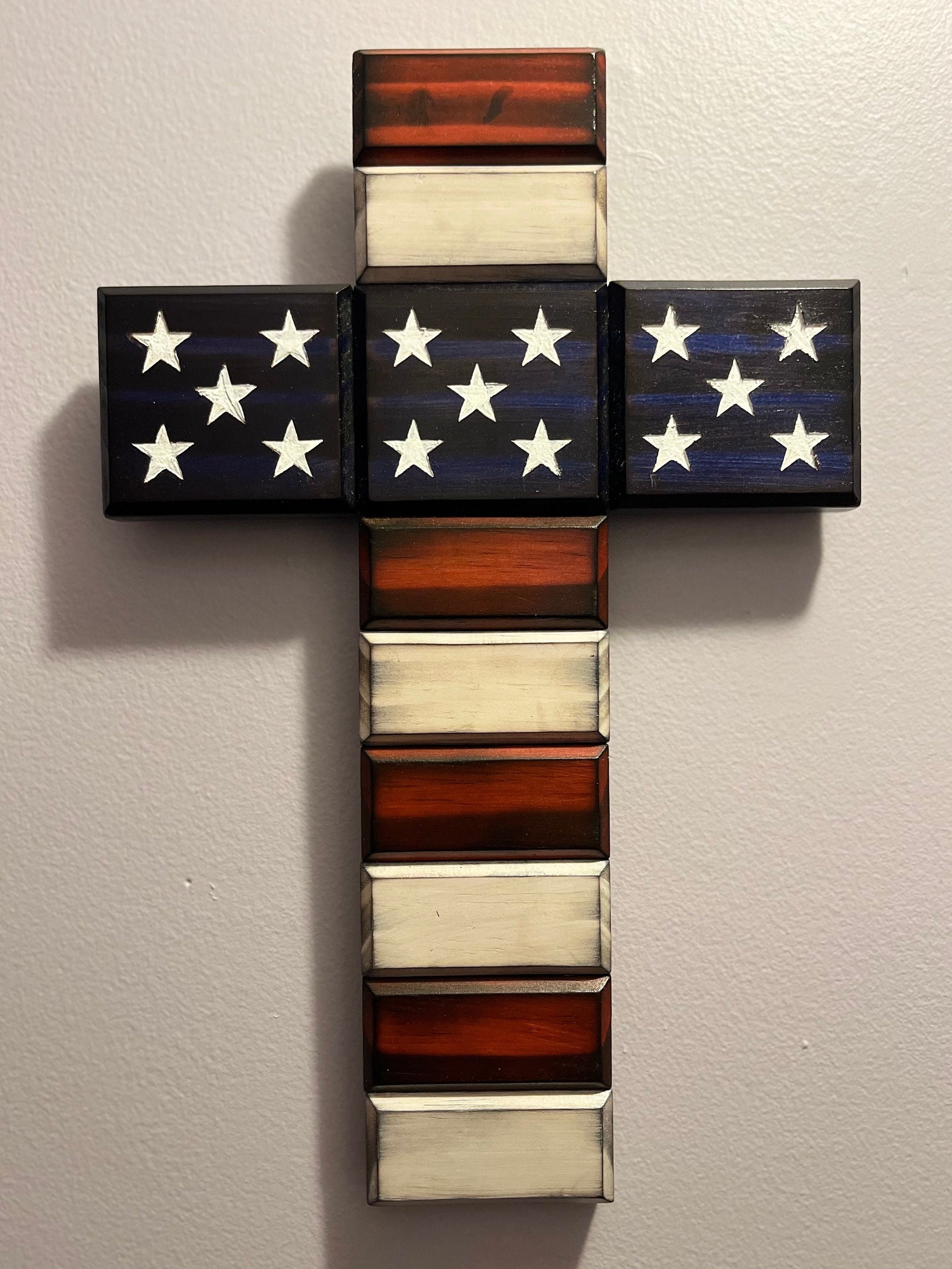 American Flag Styled Cross (horizontal Union) - Etsy