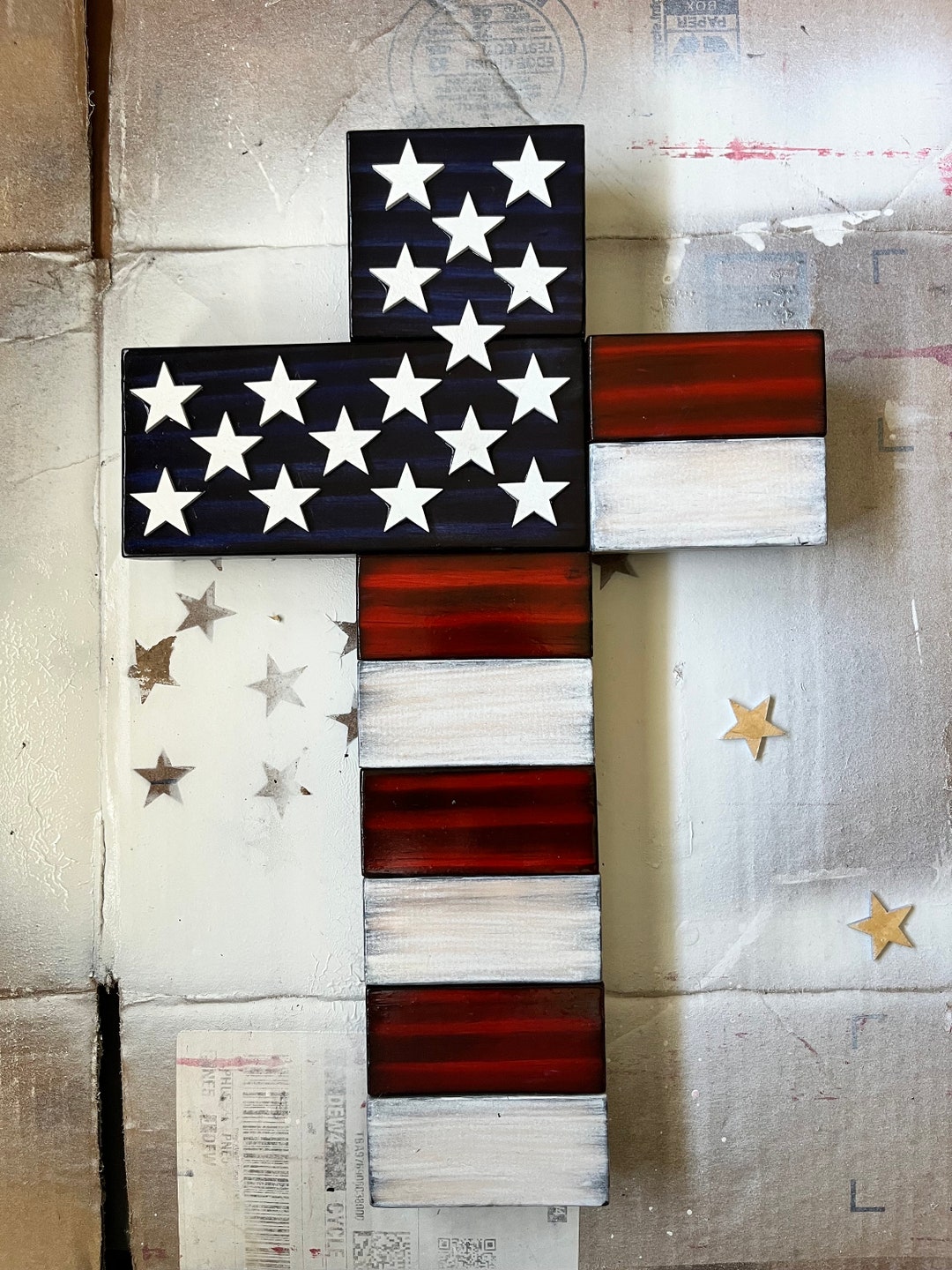 American Flag Styled Cross - Etsy