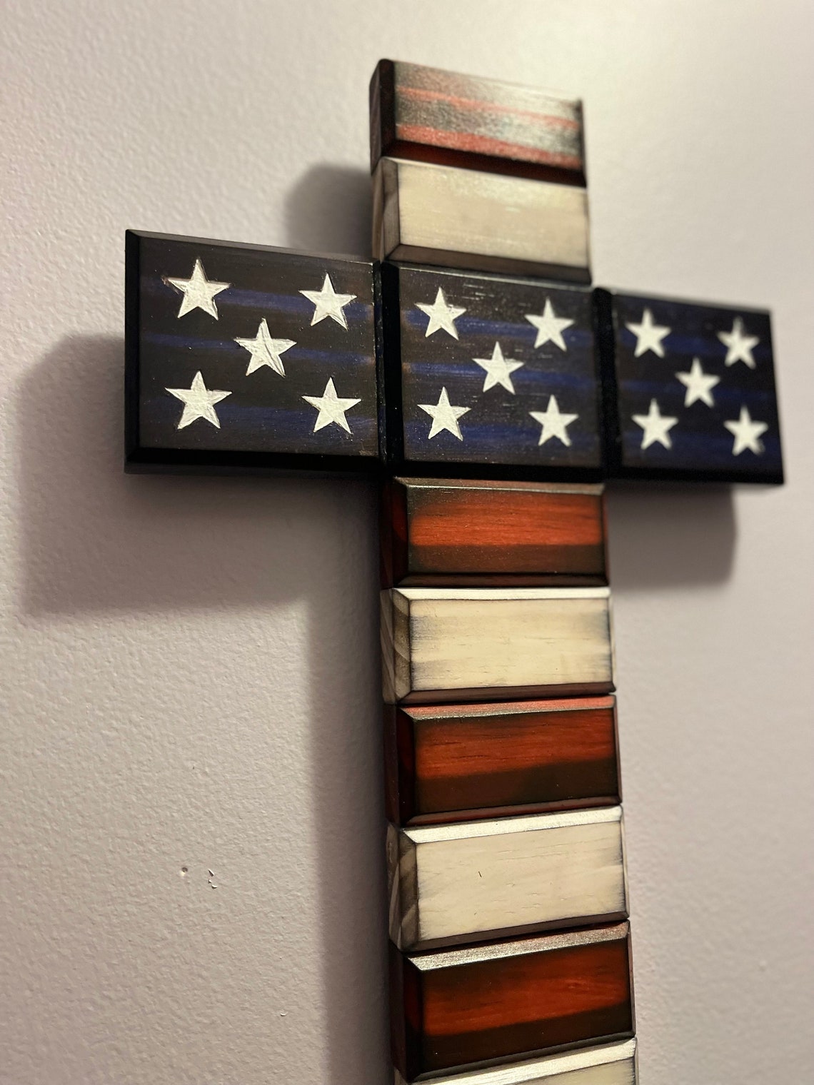 American Flag Styled Cross (horizontal Union) - Etsy