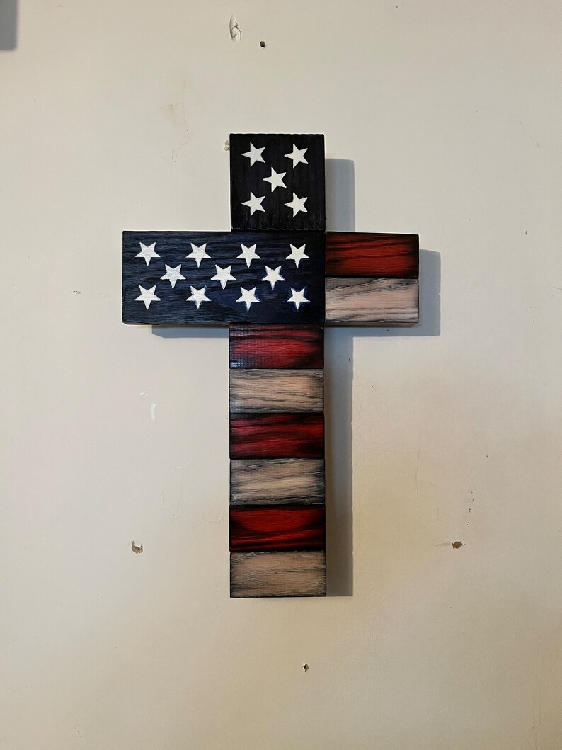 American Flag Styled Cross - Etsy