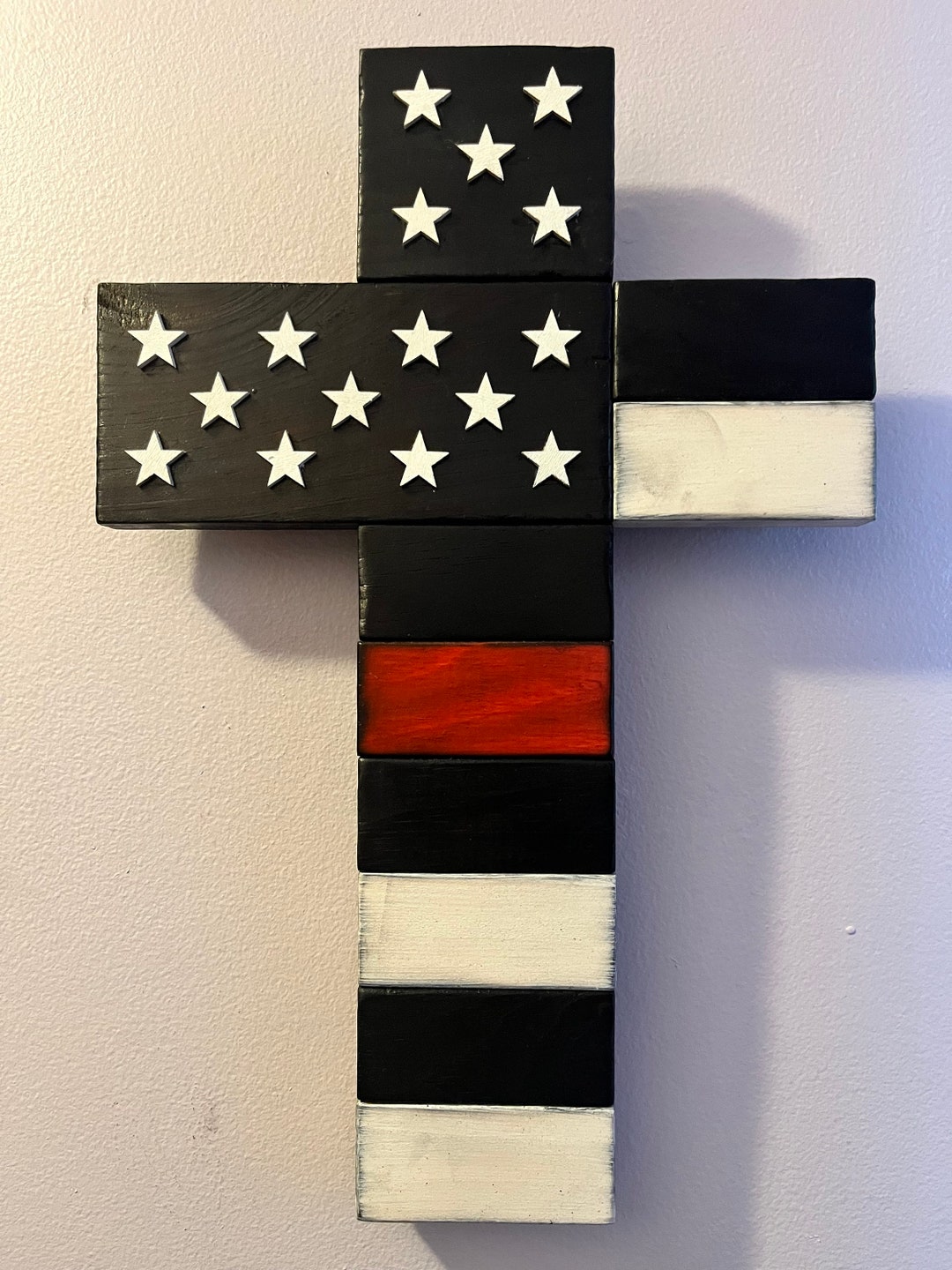 First Responder American Themed Cross (raised Stars) - Etsy