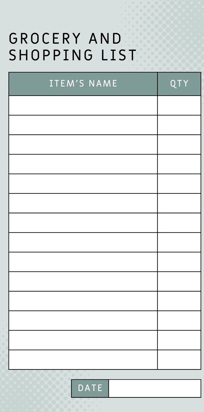 Grocery List PDF Printable Download - Etsy