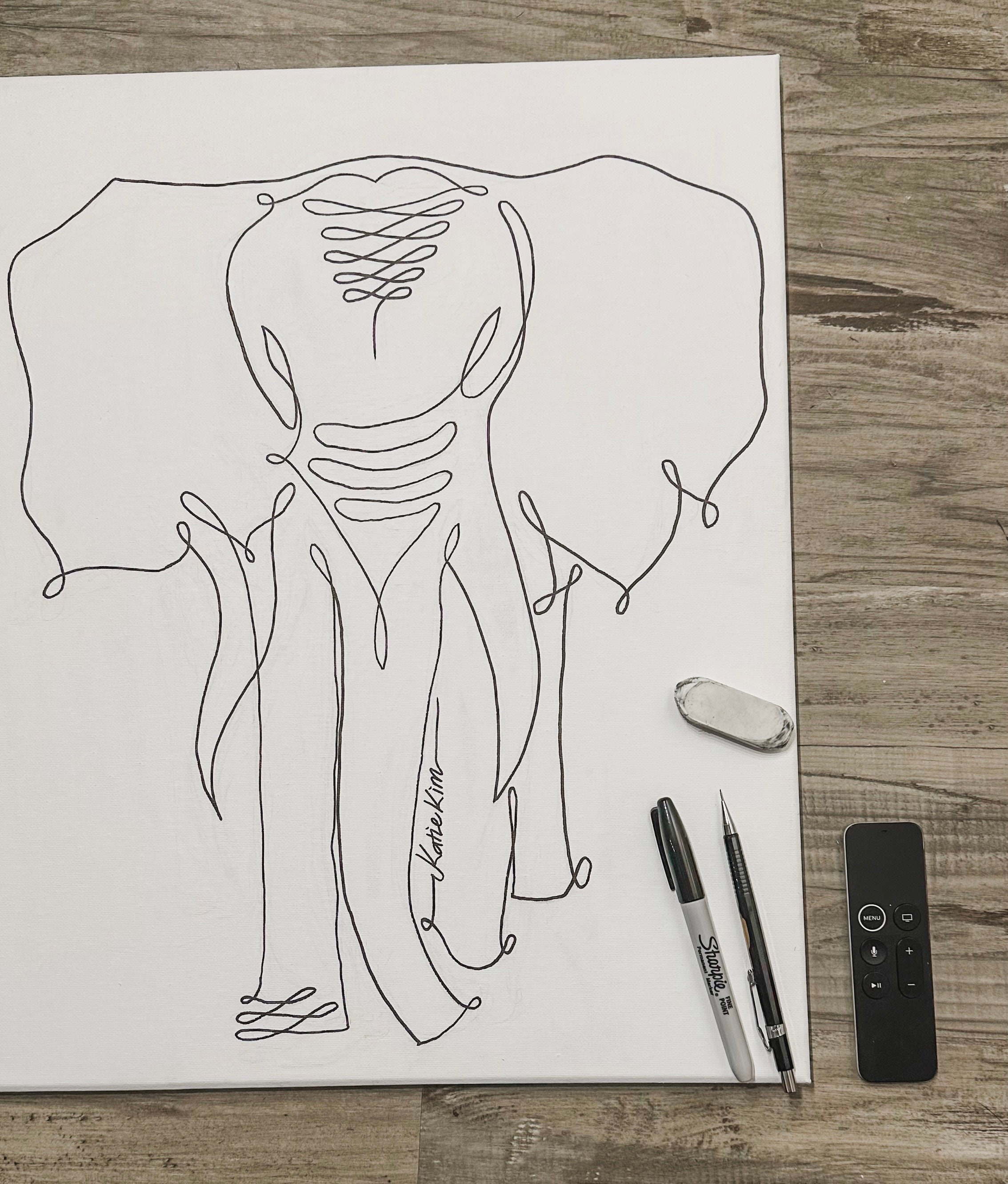 Elephant One Line Art, Elephant, Elephant Painting, Abstract Art, Wild ...