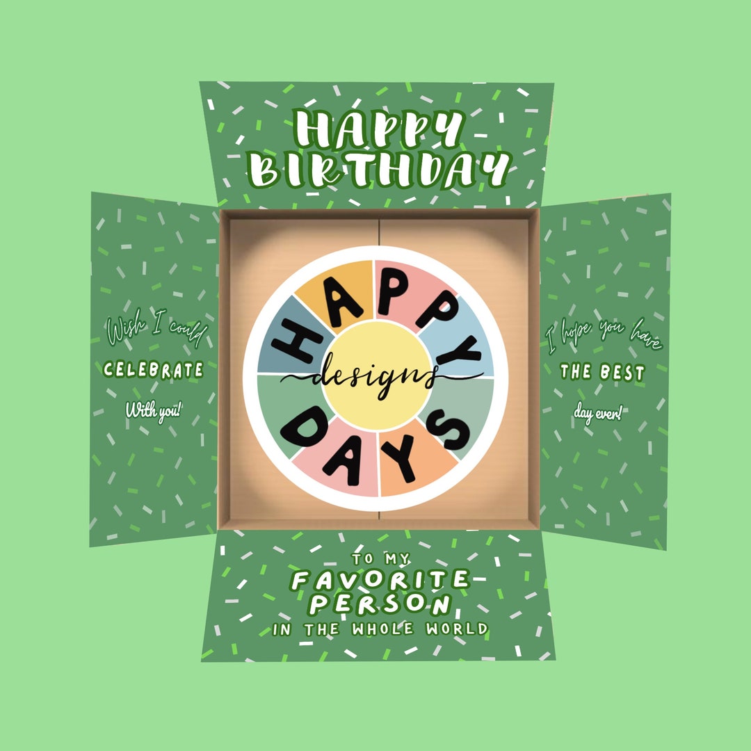 Green Happy Birthday Care Package Labels/care Package Flaps/gift Box ...
