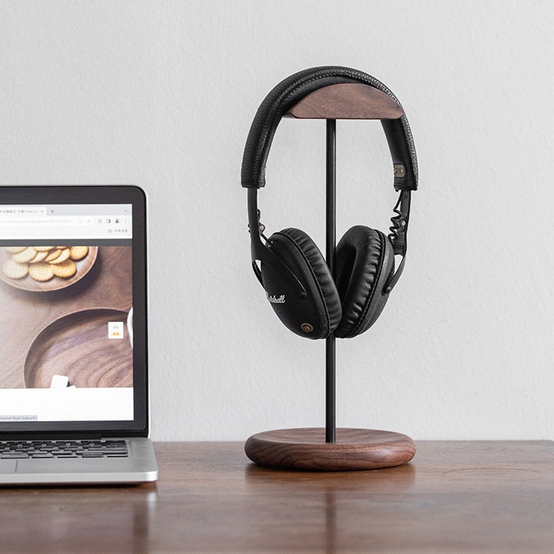 Wood Headphone Holder, Headphone Stand, Walnut and Aluminum Alloy, 30cm ...