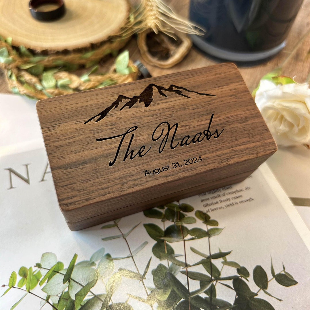 Custom Wood Ring Box, Storage for 2-4 Rings, Engraved Wood Ring Bearer ...