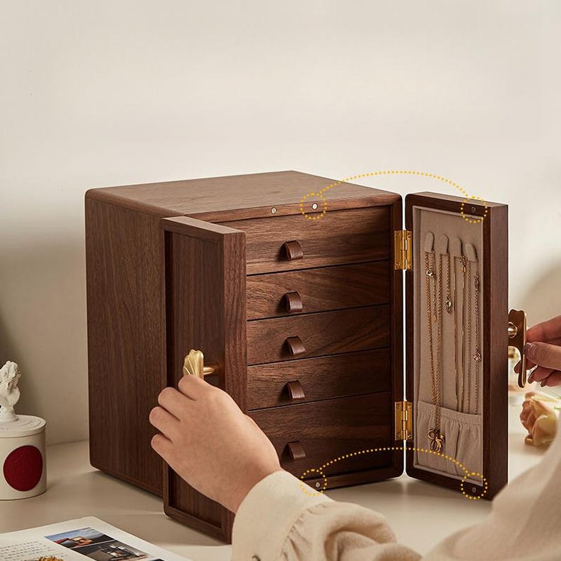 Solid Wood Jewelry Box, Large Capacity Wooden Jewelry Box, New Year ...