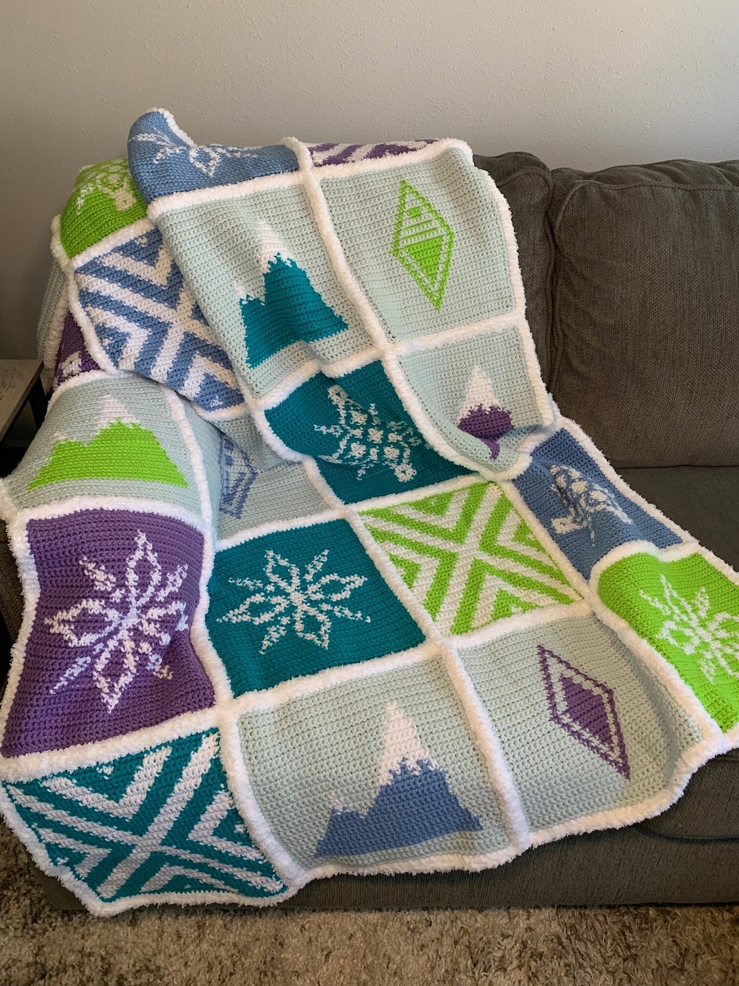 Frozen Patchwork Afghan Crochet Blanket - Etsy