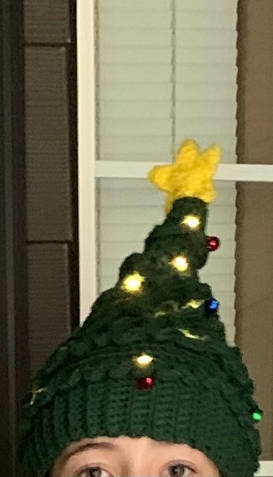 Christmas Tree Hat Crocheted With Lights and Jingle Bells - Etsy