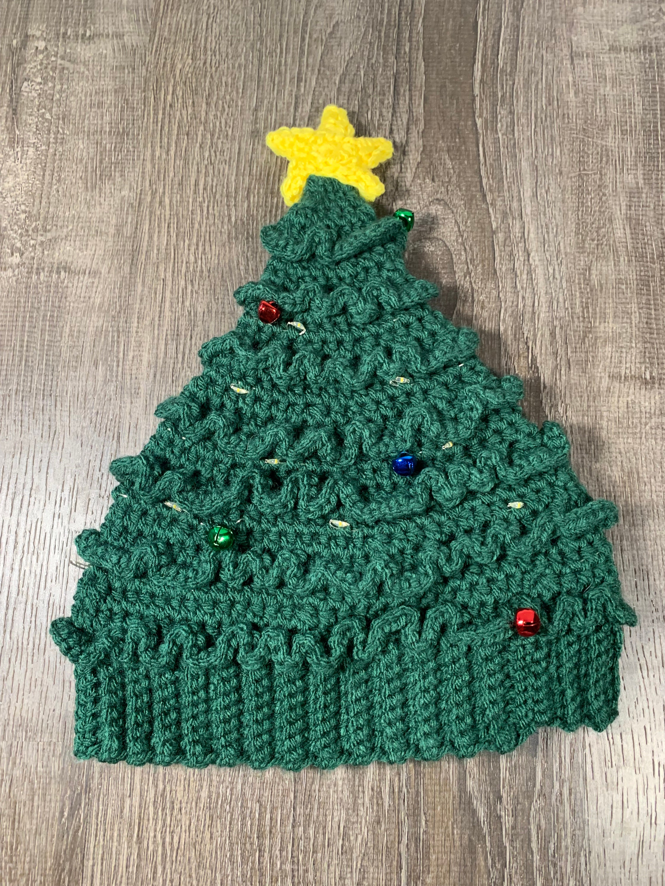 Christmas Tree Hat Crocheted With Lights and Jingle Bells - Etsy